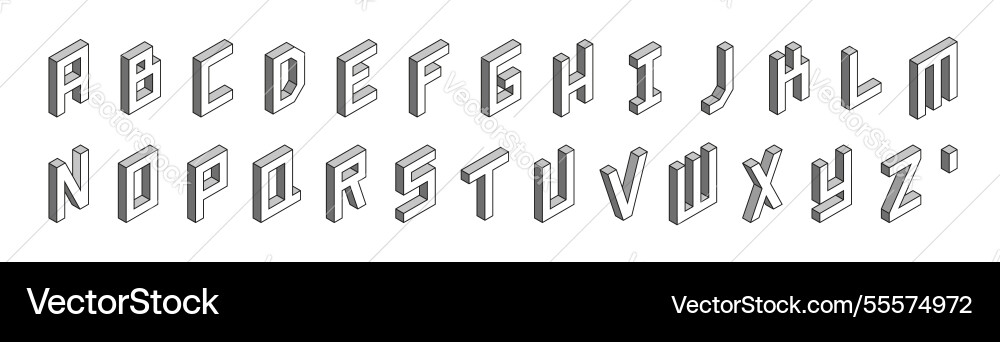 Gray 3d isometric letters with apostrophe Vector Image