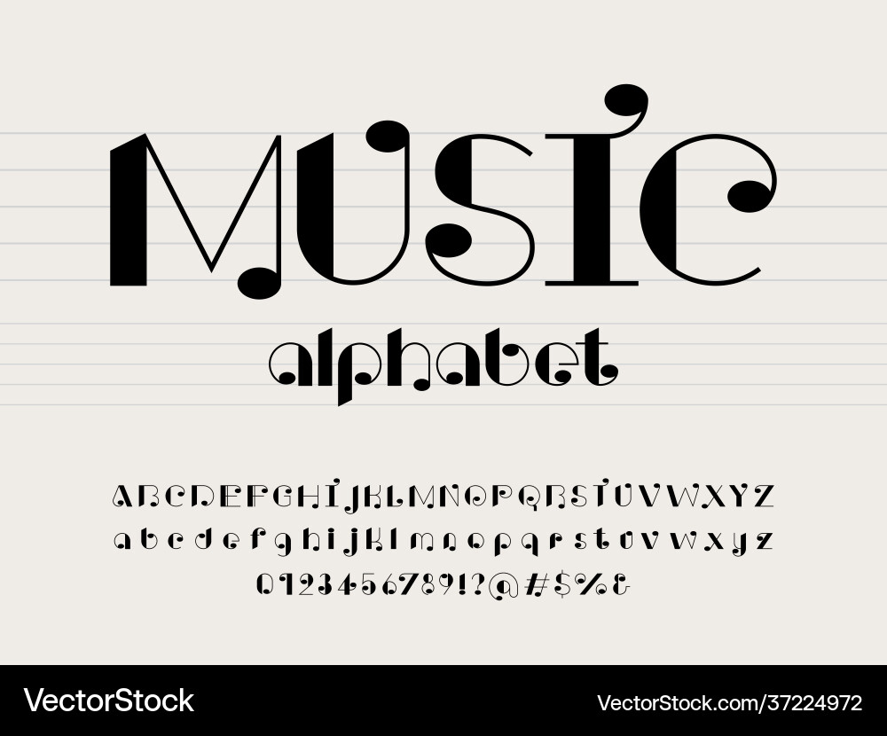 Music font Royalty Free Vector Image - VectorStock