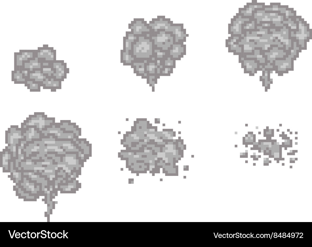 Pixel Smoke Animation Frames Royalty Free Vector Image