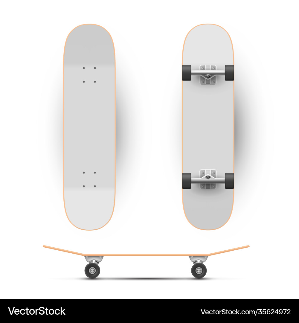 Skateboard realistic blank templates set Vector Image