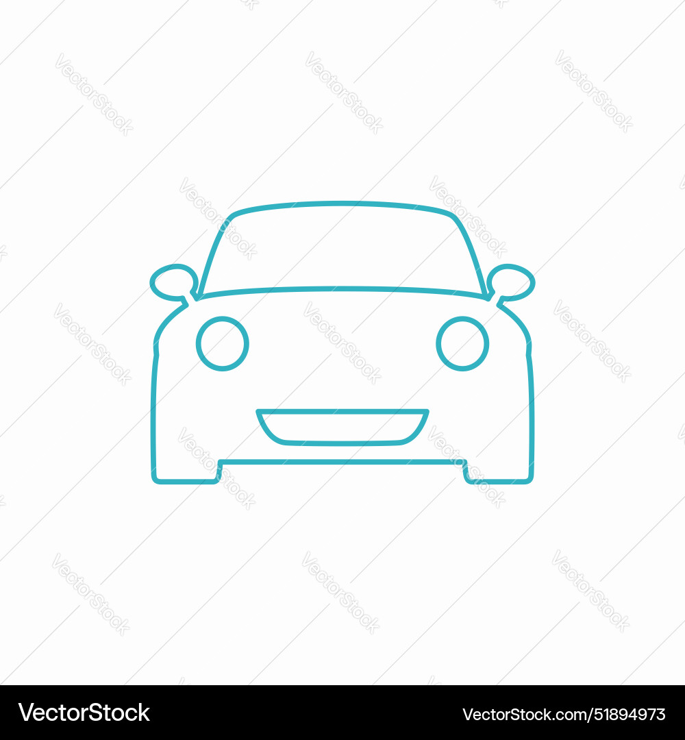 Car silhouette line icon front view Royalty Free Vector