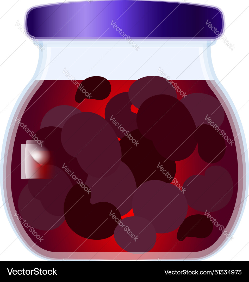 Cartoon jam jar with purple lid Royalty Free Vector Image