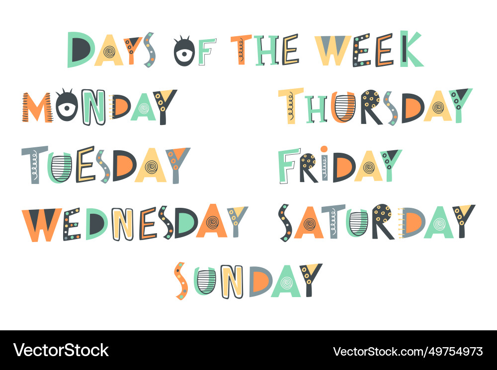 Days of the week Vector Images & Graphics for Commercial Use | VectorStock