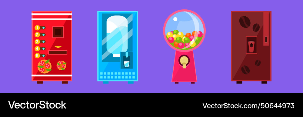 Colorful vending machine sell different item Vector Image