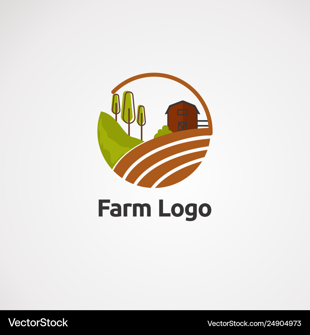 Farm logo with house and tree concept icon Vector Image