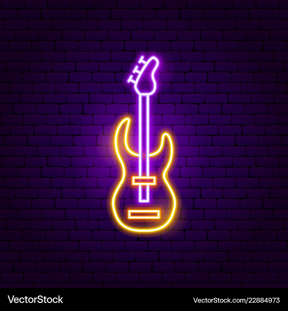Rock guitar neon sign Royalty Free Vector Image