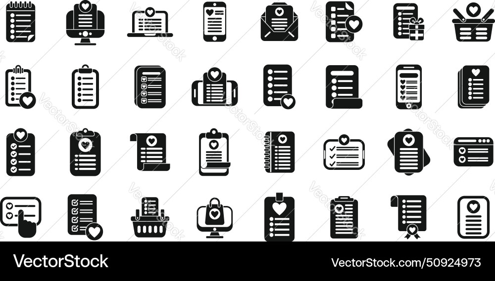 Wish list icons set simple winter post Royalty Free Vector