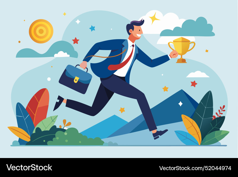 Ambitious businessman chasing success Royalty Free Vector