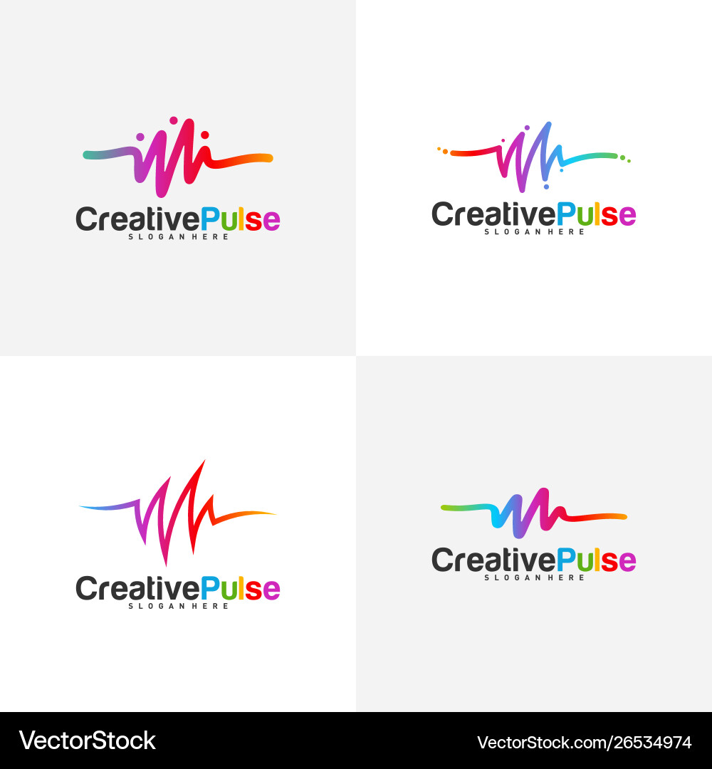 Colorful pulse logo concepts people Royalty Free Vector