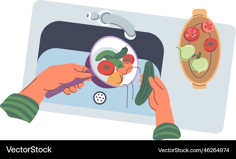 Cooking dishes with vegetables healthy meals Vector Image