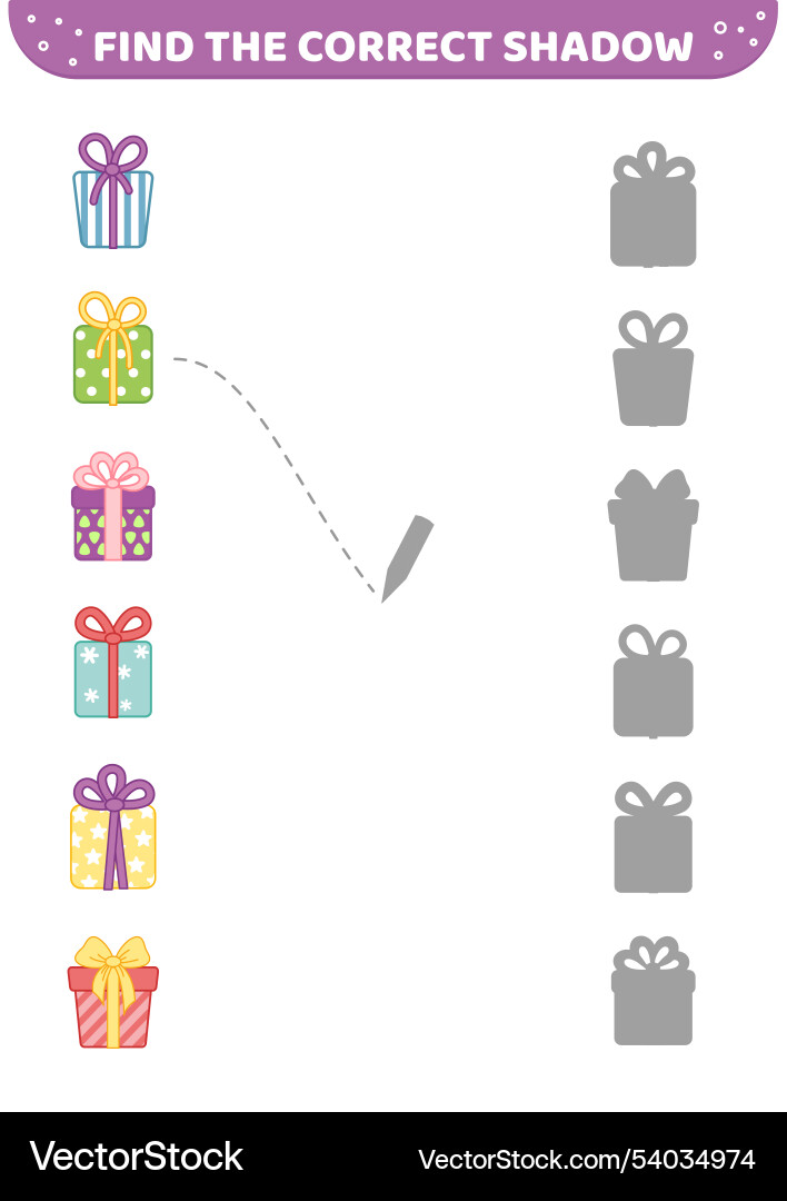 Find the correct shadow gift boxes presents Vector Image