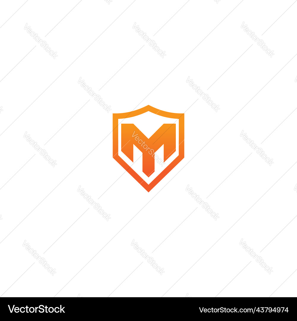 M Initial Shield Logo - Protect Guard Royalty Free Vector