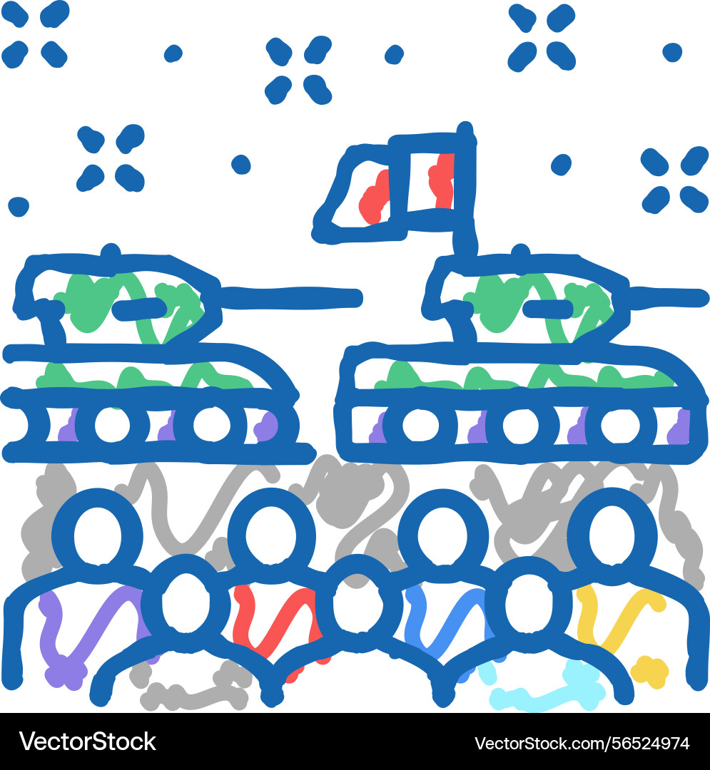 Military parade icon doodle Royalty Free Vector Image