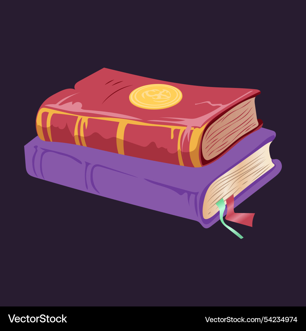 Old magic book in flat design stack of witchcraft Vector Image
