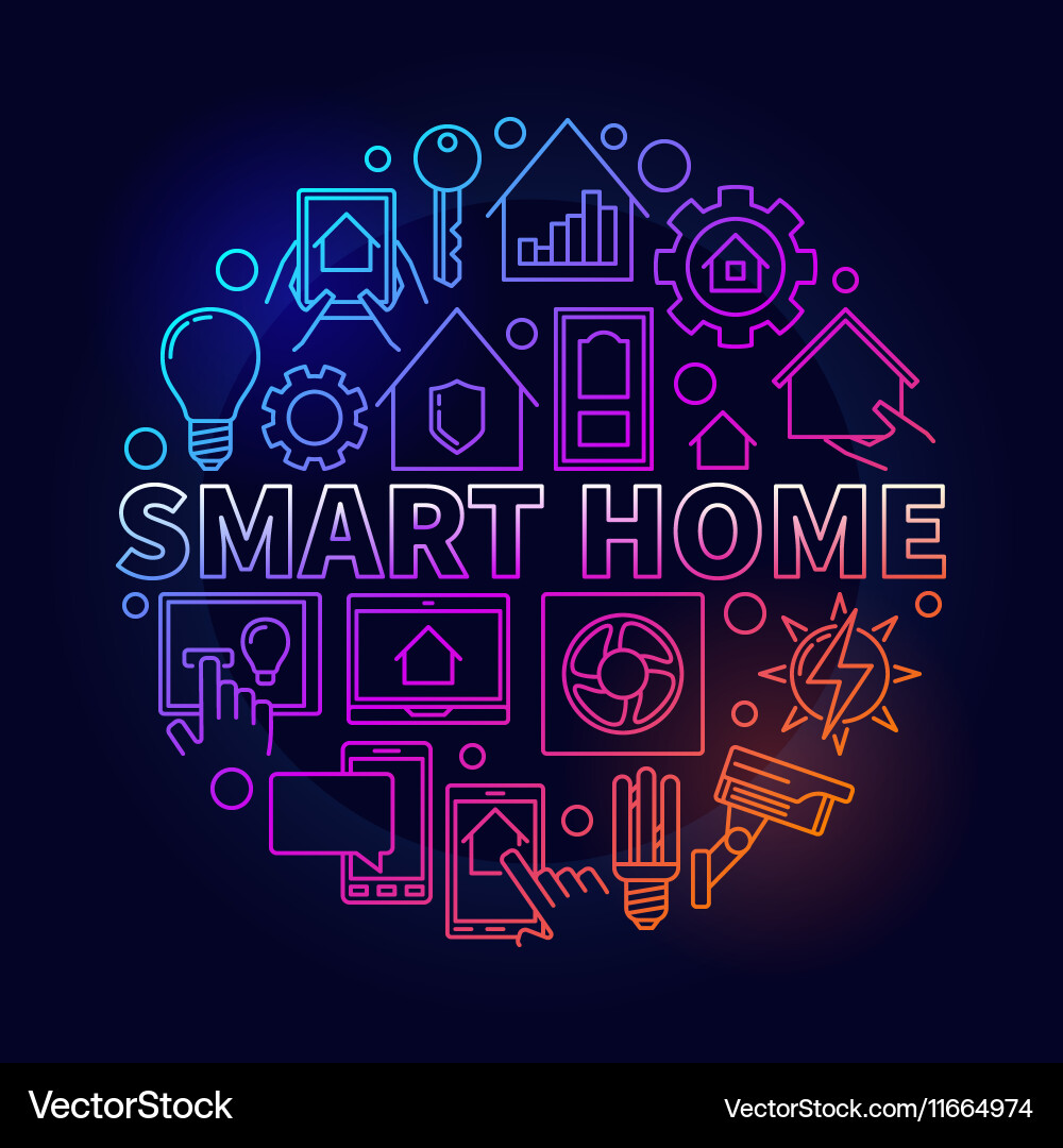Smart Home Technology Icons Royalty Free Vector Image