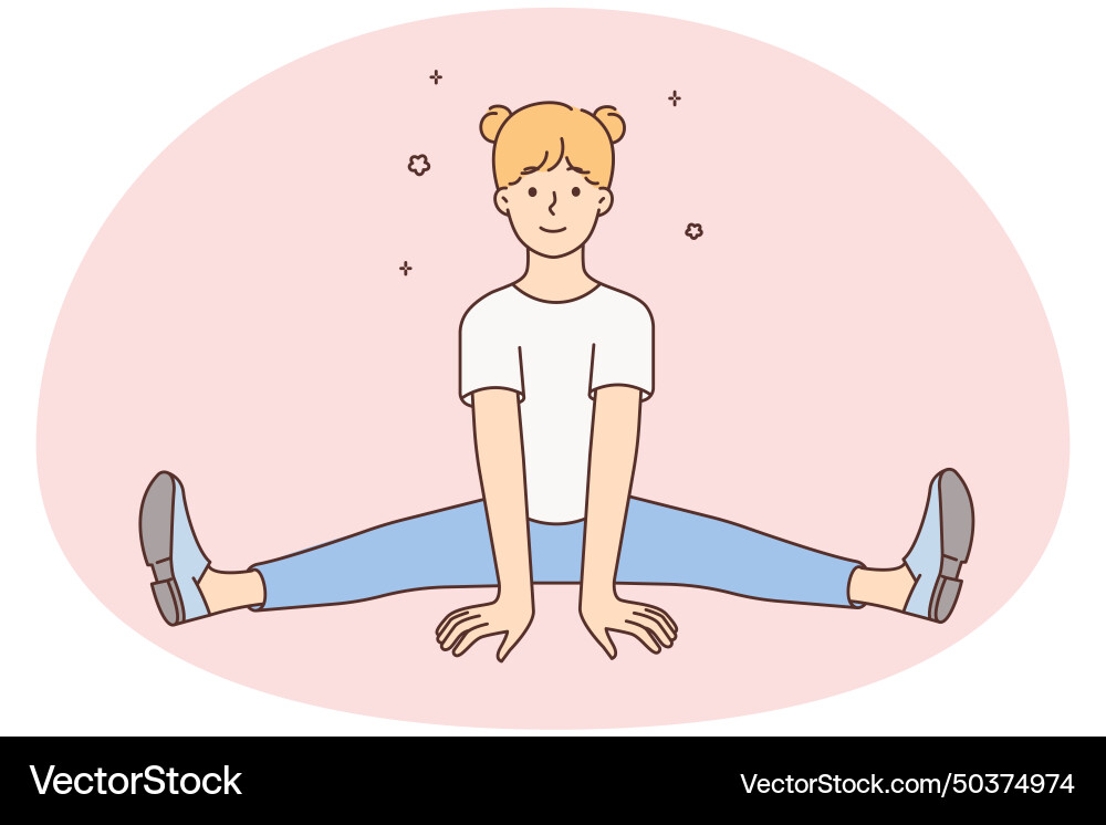 Smiling girl sit in leg-split Royalty Free Vector Image