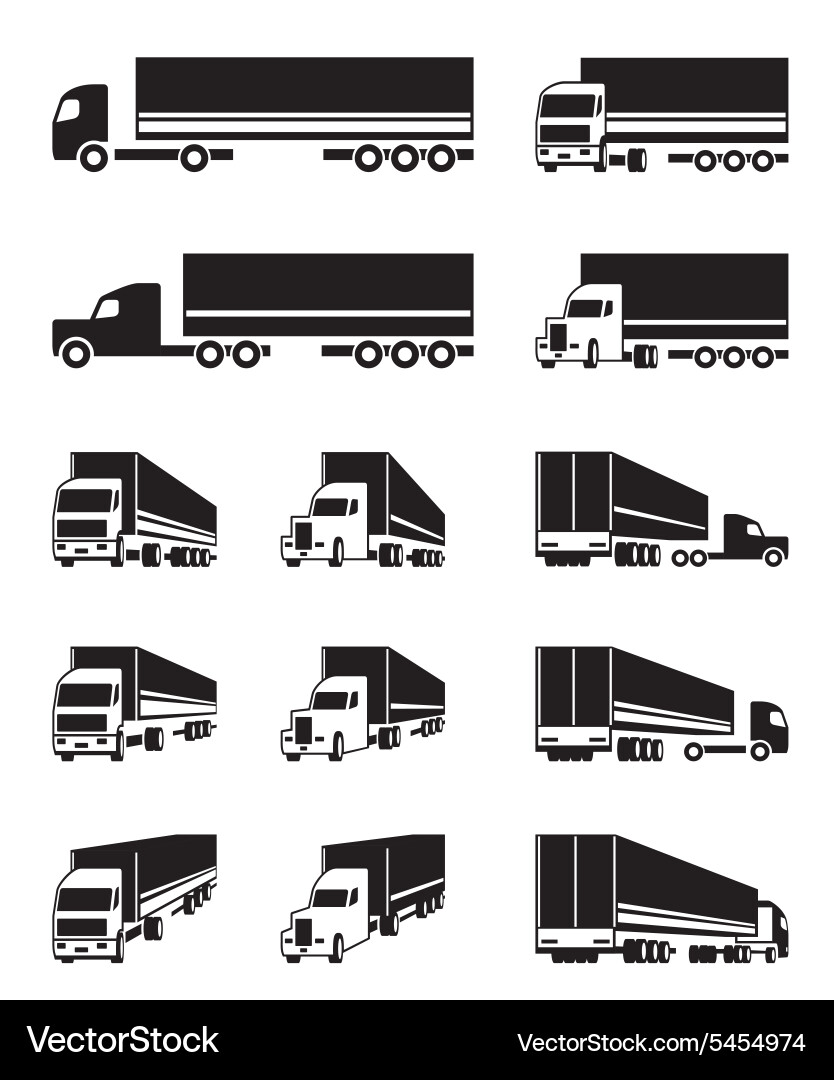 Trucks in different perspective view Royalty Free Vector