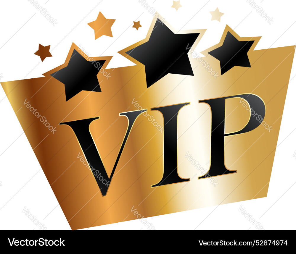 Vip badge with gold stars design Royalty Free Vector Image