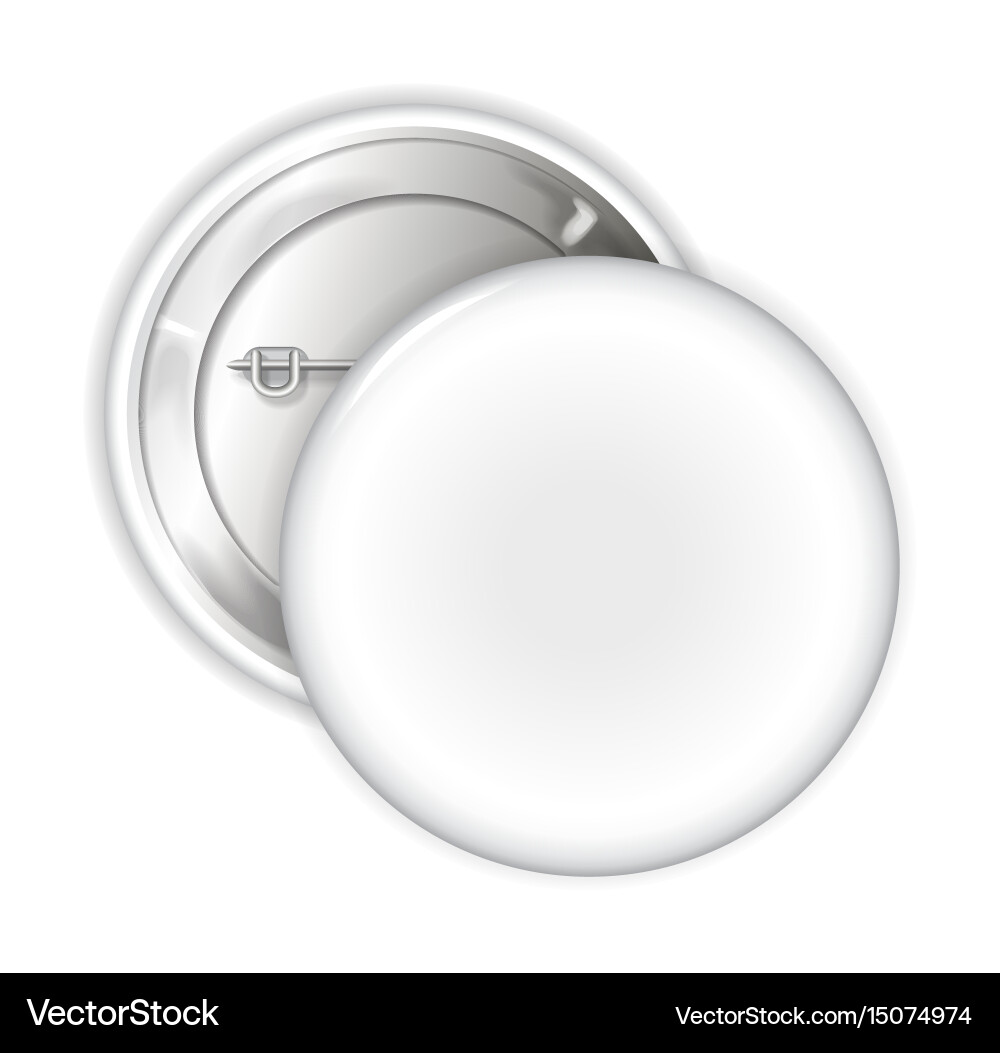 White Badge Mockup - Pin Brooch Royalty Free Vector Image