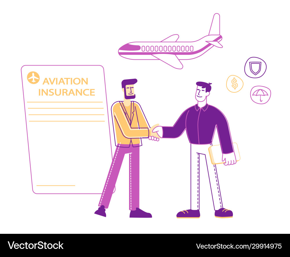 Aviation accident insurance concept agent shake Vector Image