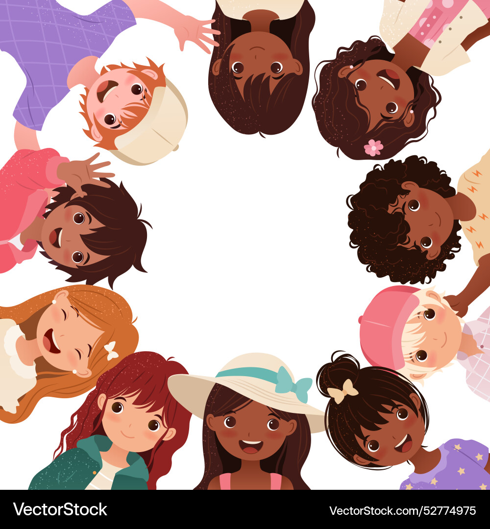 Banner with multiracial cartoon kids Royalty Free Vector