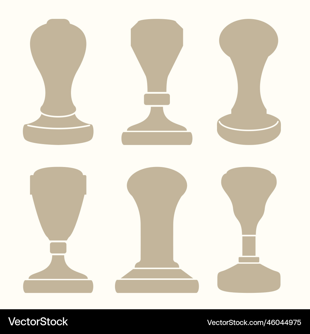 Brown coffee tamper silhouette collection Vector Image