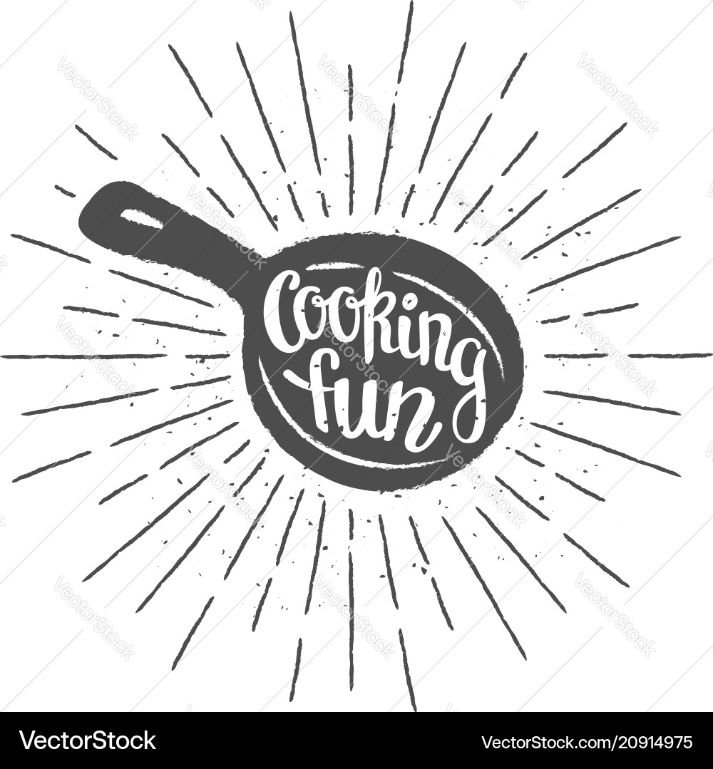 Cooking Pan with Sun Rays Royalty Free Vector Image