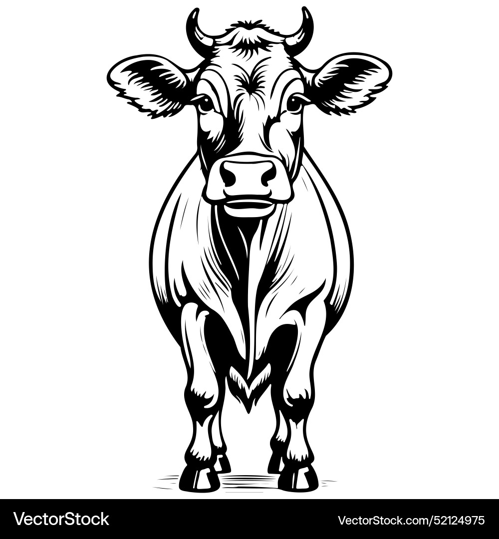 Cow hand drawn line transparent background Vector Image