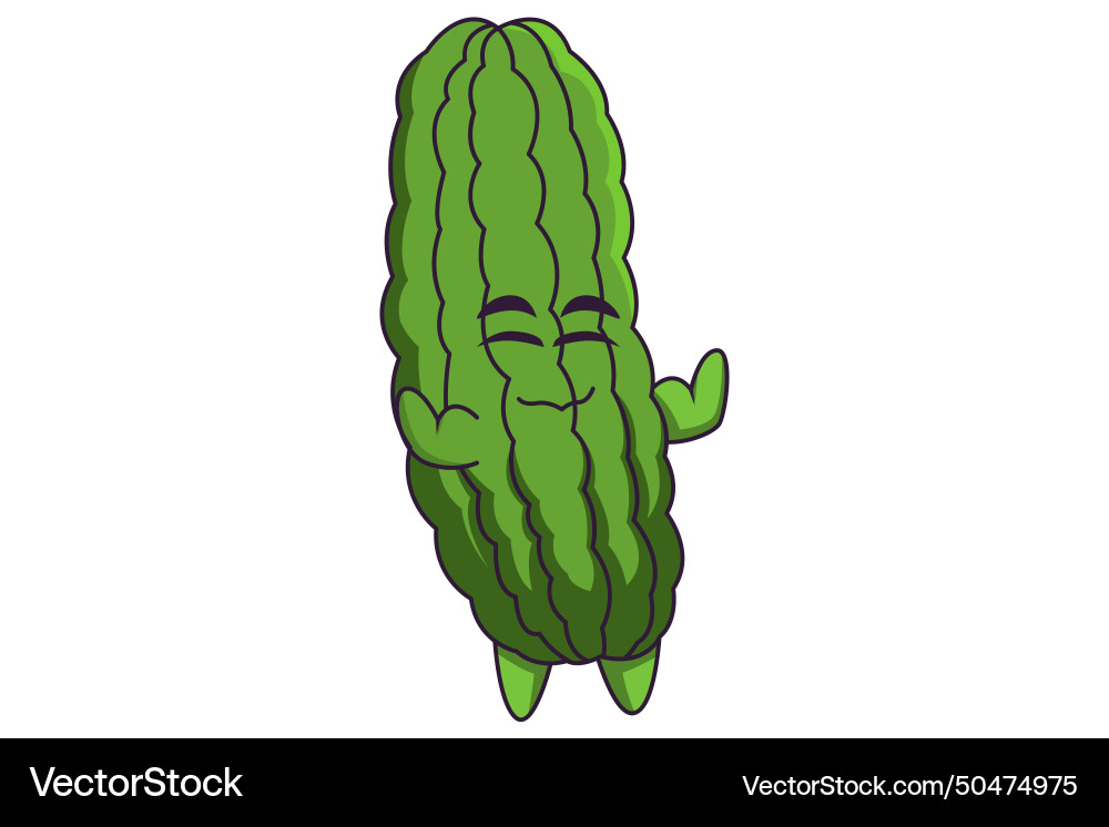 Cute bitter gourd character design Royalty Free Vector Image