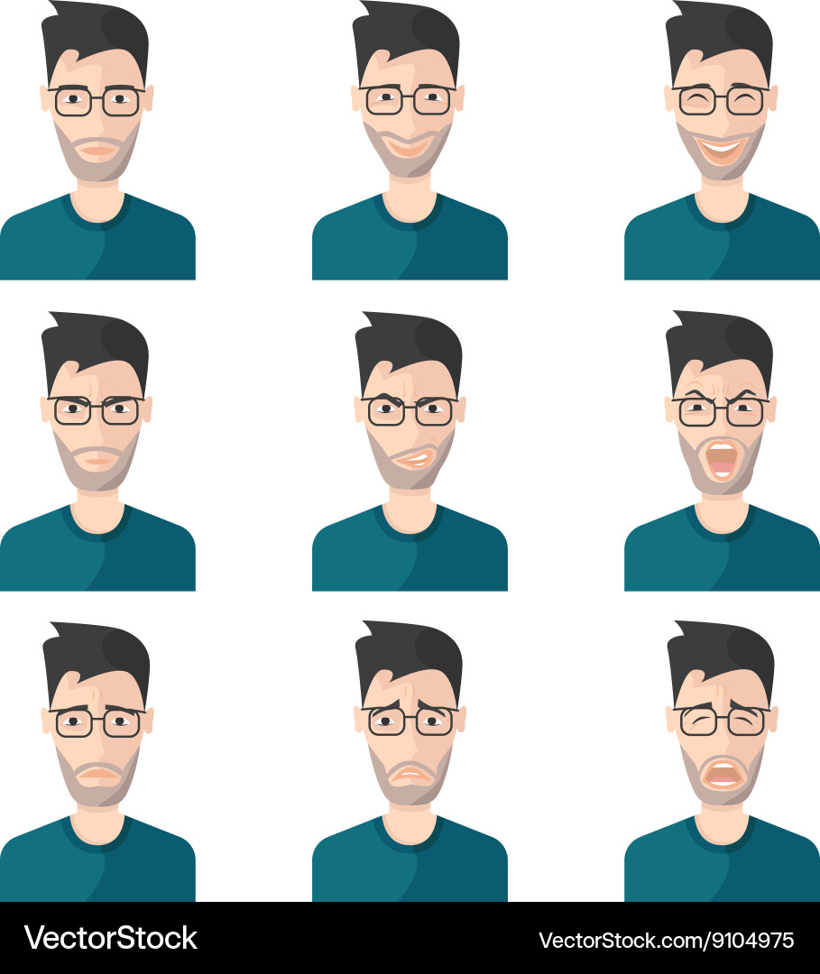 Facial expression man icon set Royalty Free Vector Image
