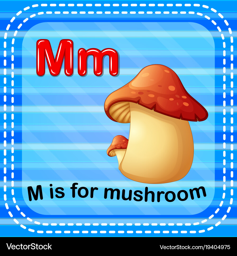 Flashcard letter m is for mushroom Royalty Free Vector Image