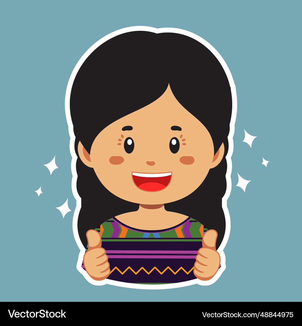 Happy guatemala character sticker Royalty Free Vector Image