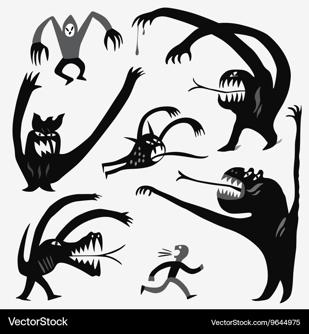 Monster Cartoons Set Lizenzfreies Vektorbild