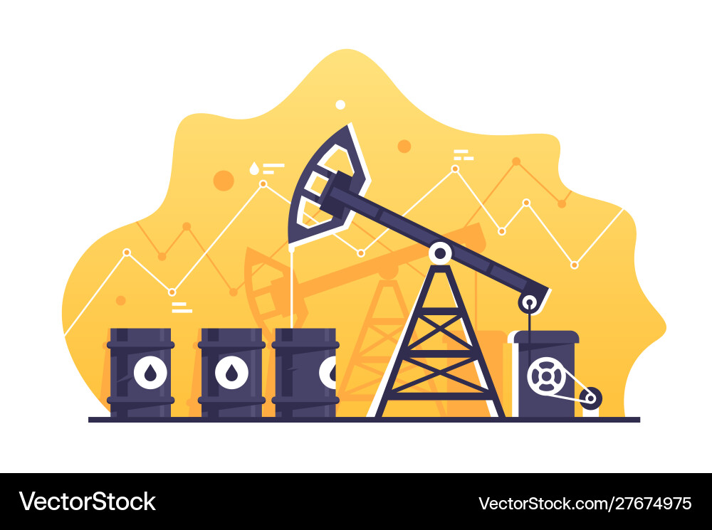 Oil and gas mining with crane construction Vector Image