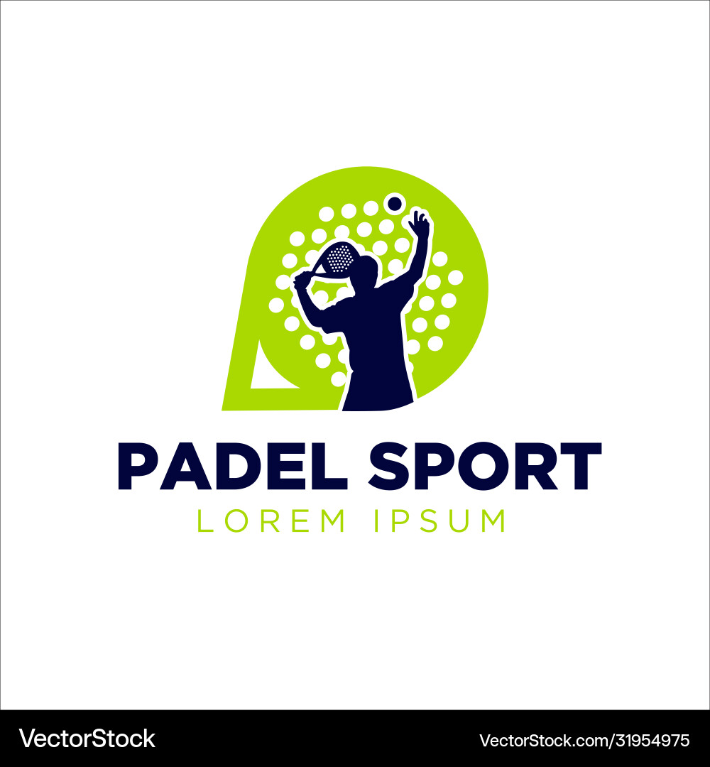 Padel sport logo designs simple modern Royalty Free Vector