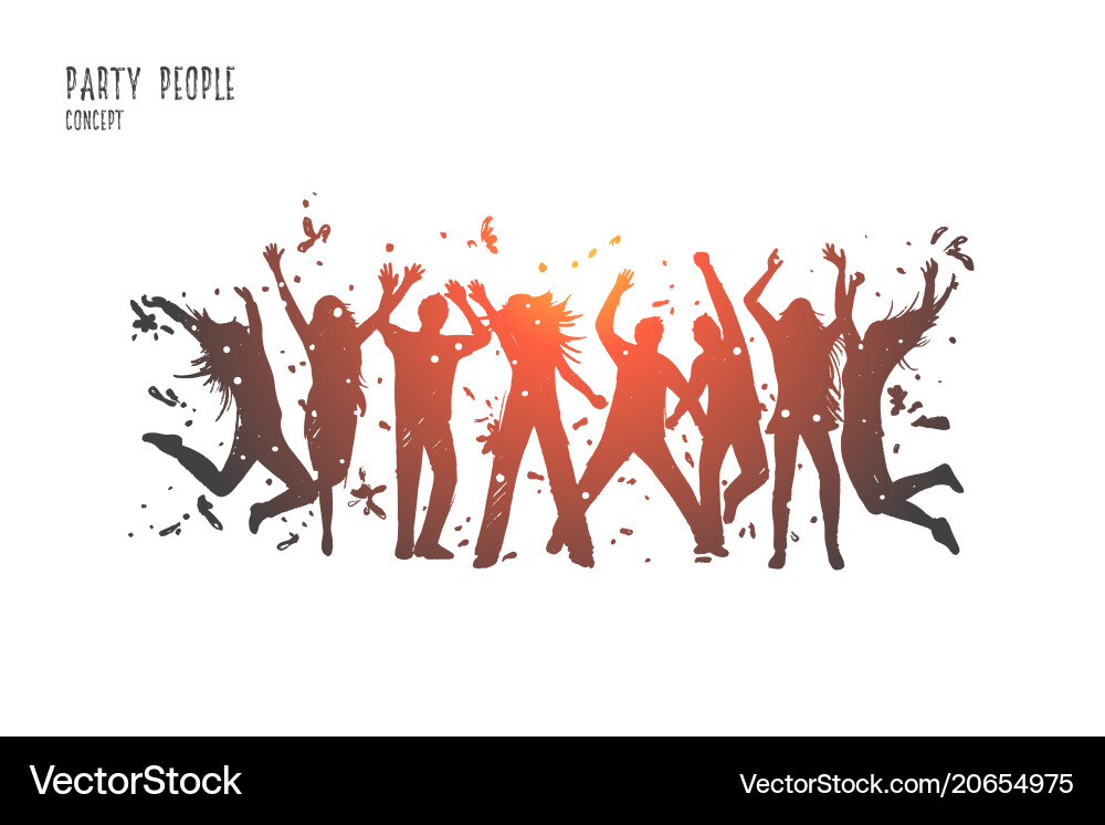Party people concept hand drawn isolated Vector Image