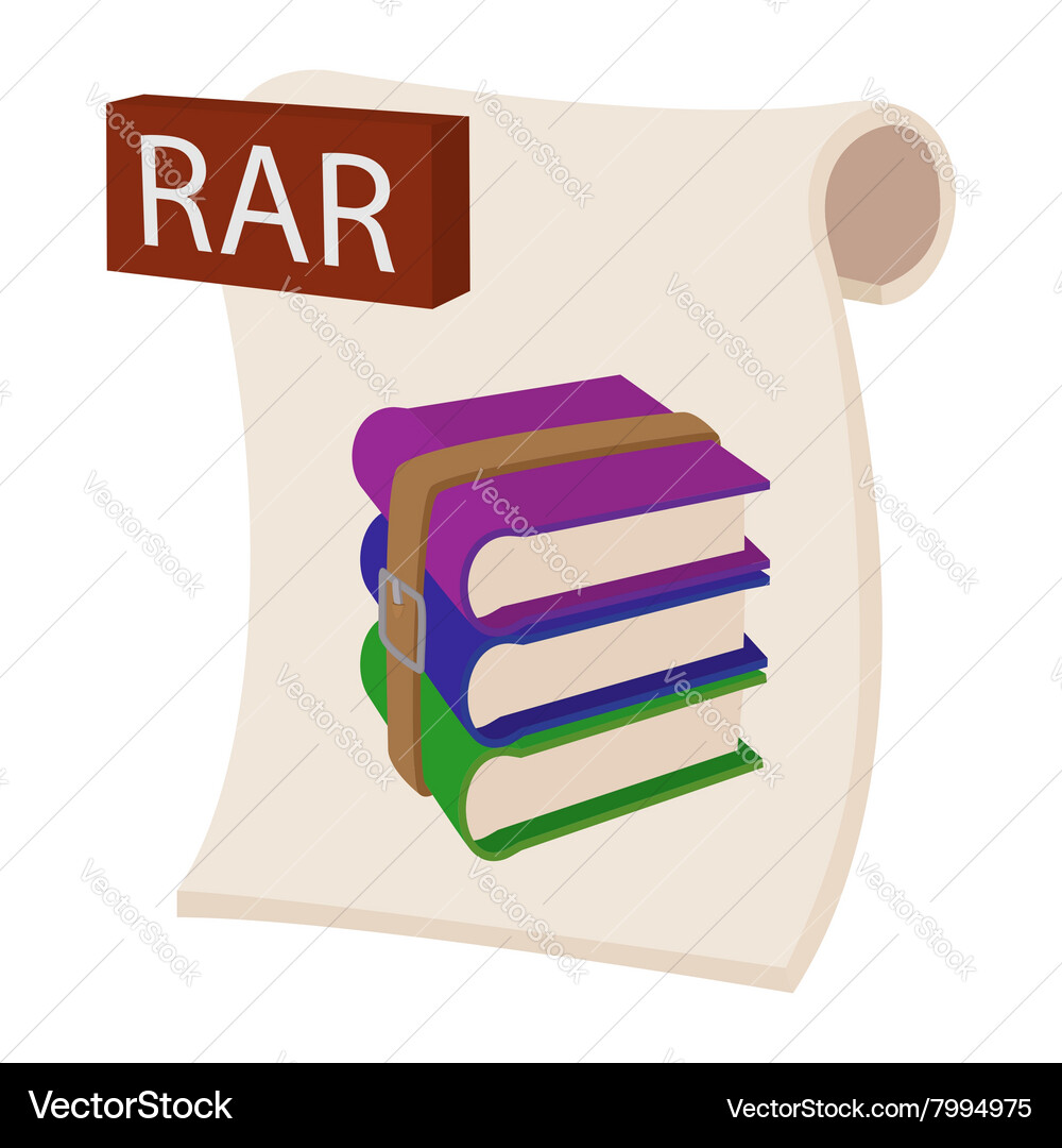 Rar file icon cartoon style Royalty Free Vector Image