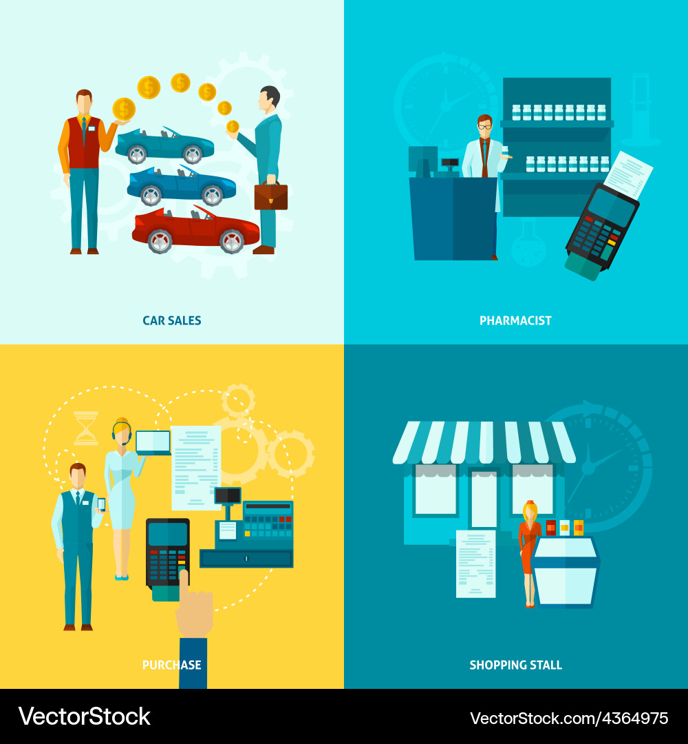 Salesman icons set Royalty Free Vector Image - VectorStock