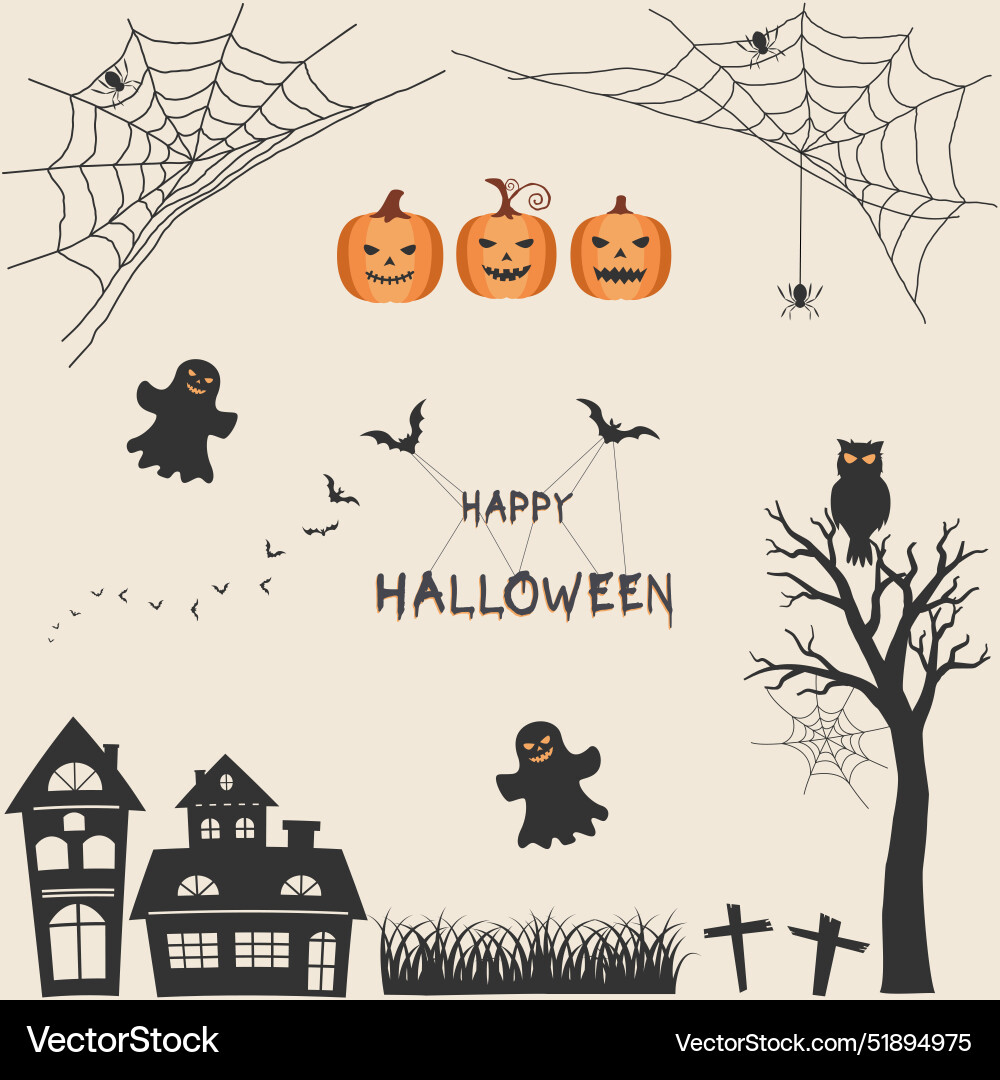 Set of halloween clipart Royalty Free Vector Image