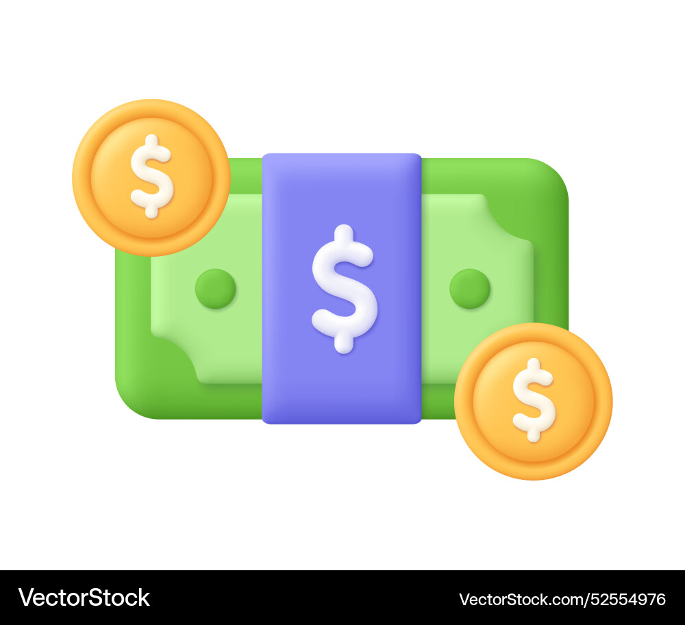 Banknote and coins with dollar symbol finance Vector Image