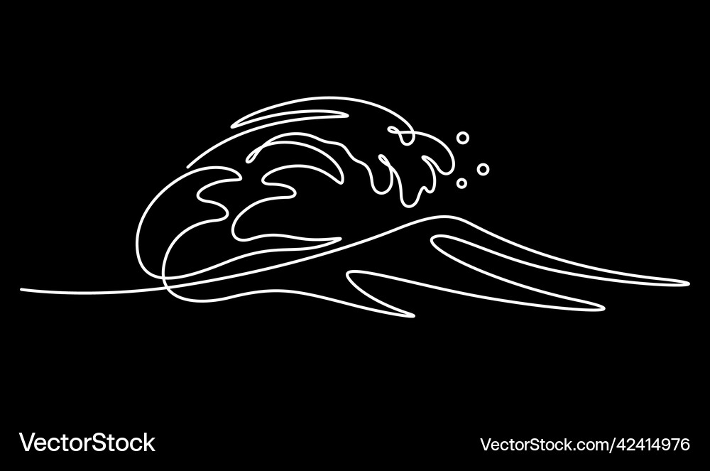 Continuous drawing of sea ocean waves Royalty Free Vector