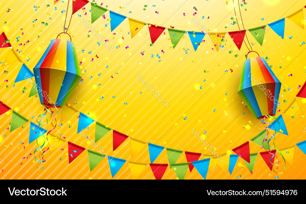 Festa junina sun yellow background design with Vector Image