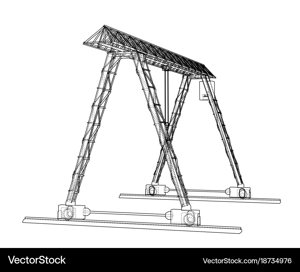 Gantry crane wire-frame eps10 format Royalty Free Vector