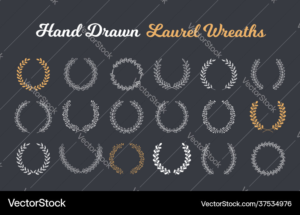 Hand drawn laurel wreaths Royalty Free Vector Image