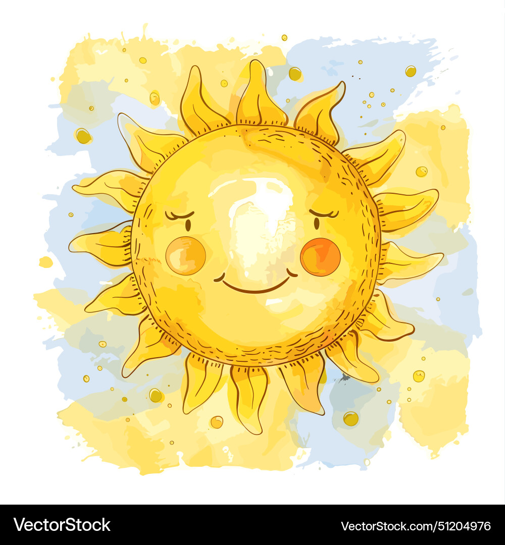Handdrawn smiling sun character Royalty Free Vector Image