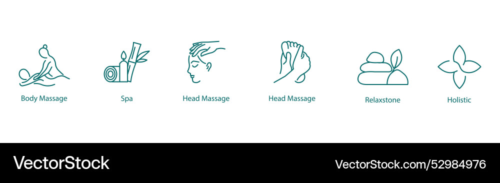 Icons set body massage spa head Royalty Free Vector Image