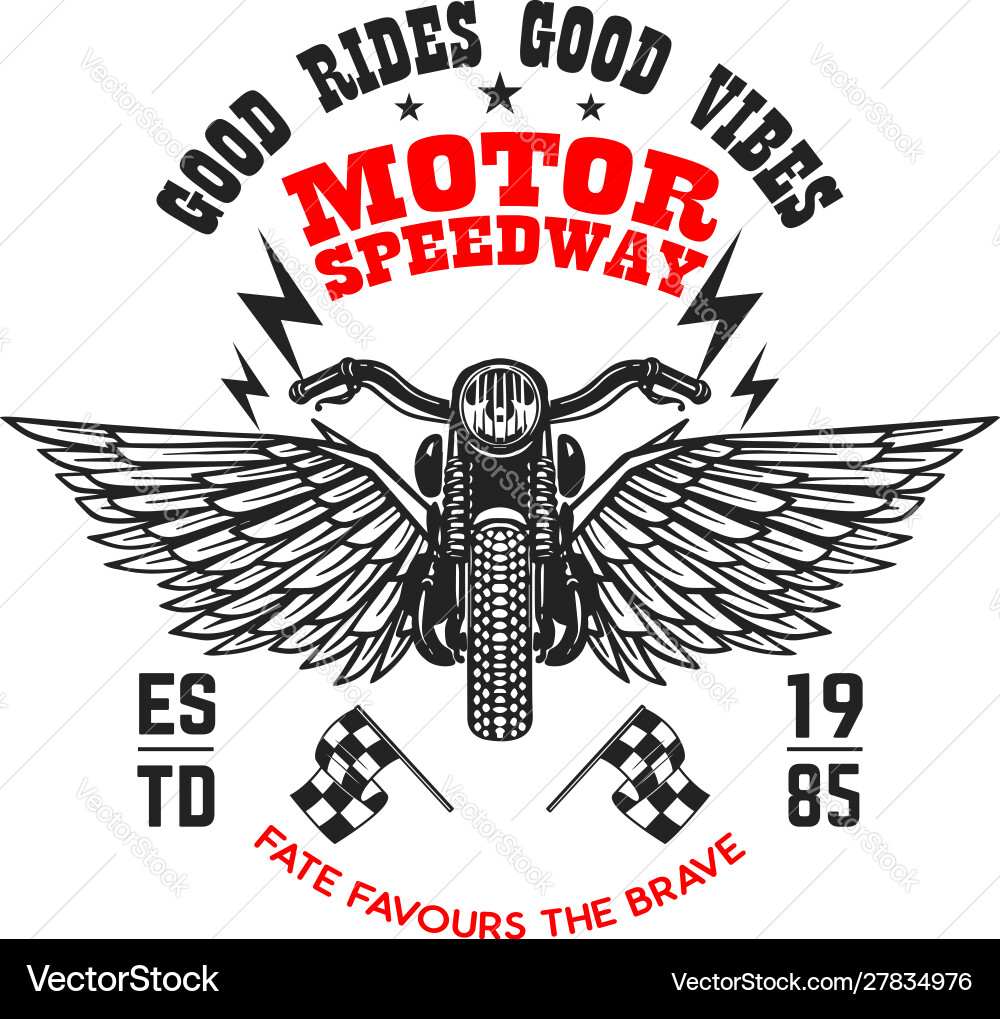 Motor speedway poster template with winged Vector Image