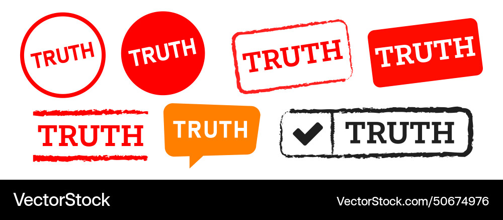 Truth circle rectangle stamp and speech bubble Vector Image