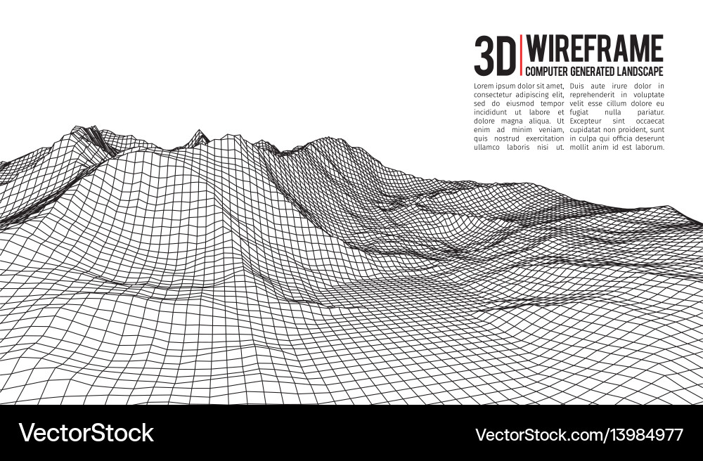 Abstract wireframe landscape background Royalty Free Vector
