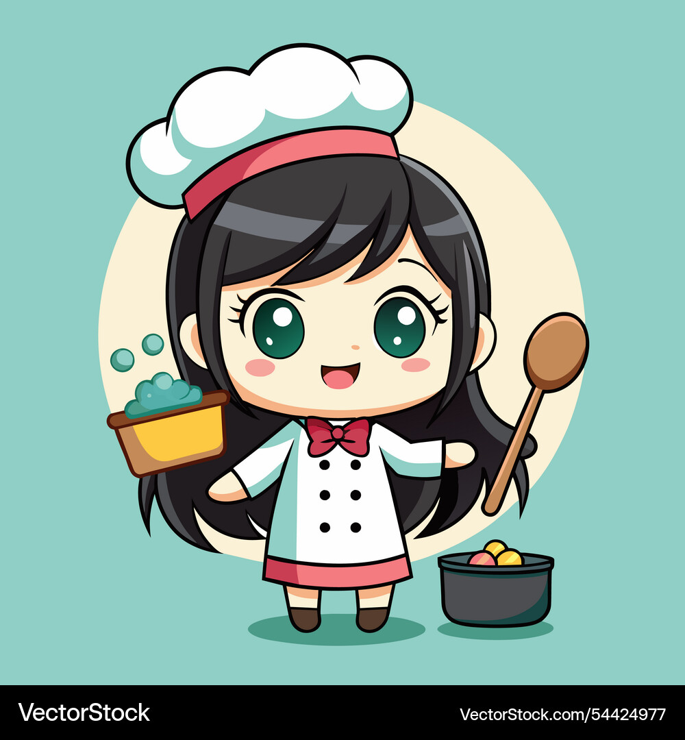 Adorable chibi chef character for culinary themes Vector Image